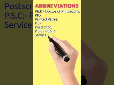 ABBREVIATIONS and Contractions || Ph.D, PP, P.S, P.S.C, P&T, P.T.I, P.T.O, P.W.D.