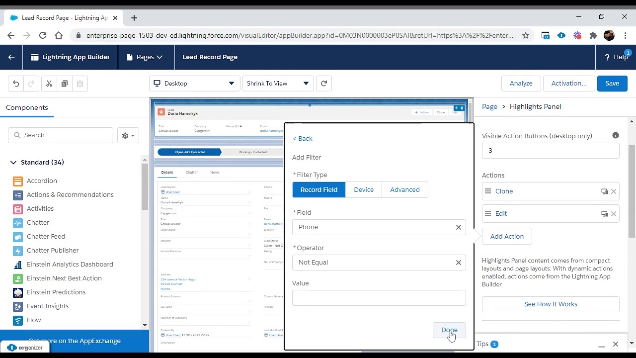 Dynamic Actions for Standard Objects