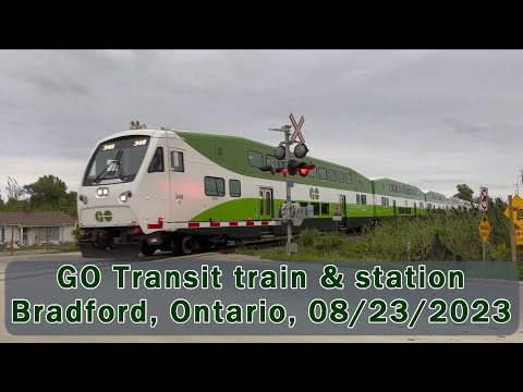 GO Transit train & Bradford, Ontario station