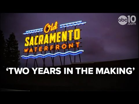 'Old Sacramento Waterfront' neon-like lights up in the skyline for 1st time