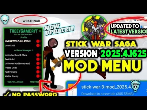 Stick War Saga MOD MENU V2025.4.1625 || No password | No key ๐ || Wrathnar Update !!