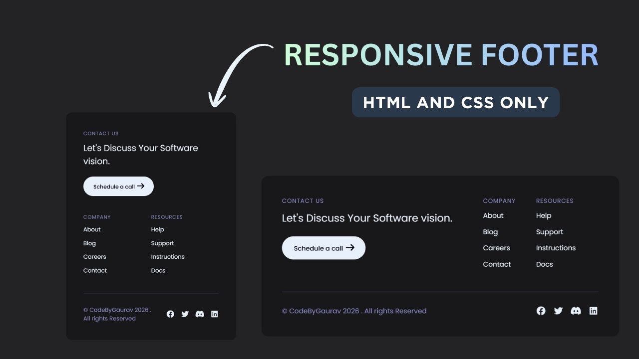 Create a Responsive Footer with HTML & CSS | No JavaScript | Step-by-Step