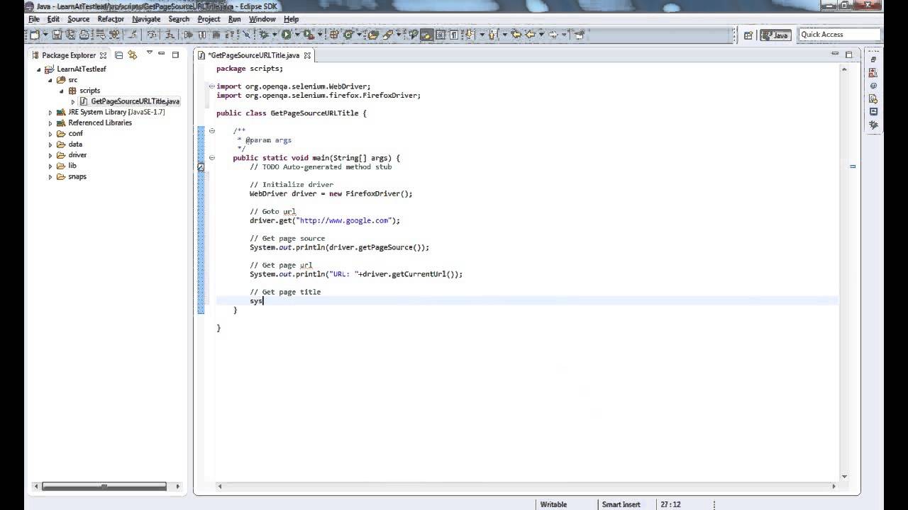 How to get Page Source, Title, URL using Selenium WebDriver