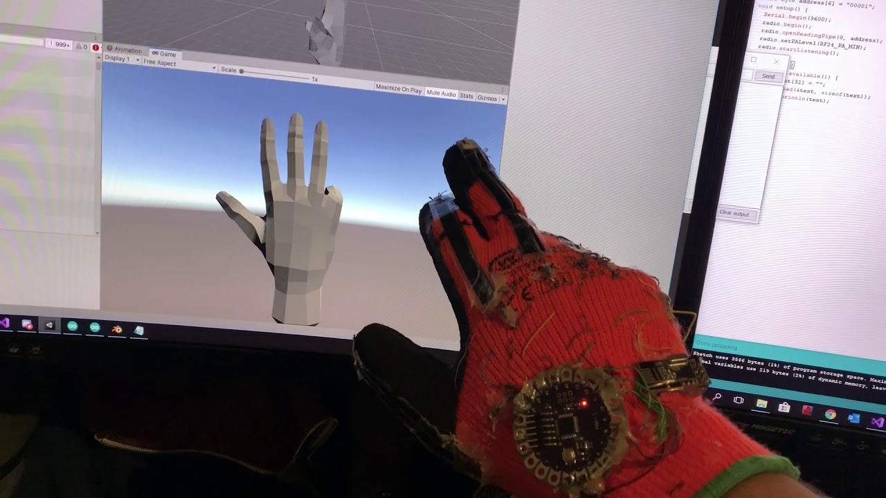 Unity arduino vr glove prototype