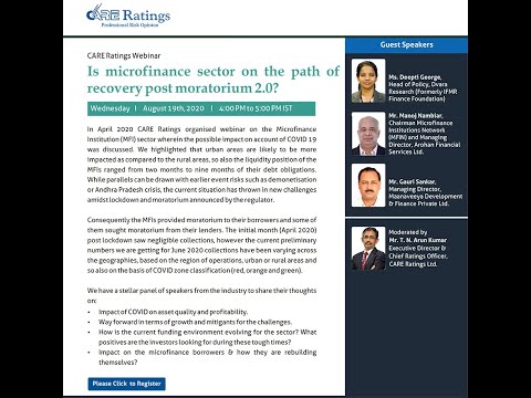 CARE Ratings Webinar- Is microfinance sector on the path of recovery post moratorium - 19-8-2020