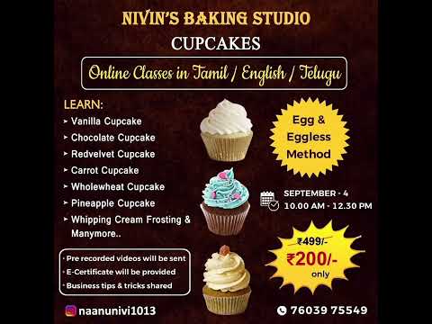 BAKING CLASSES CUPCAKES ONLINE @just 200/- only Contact 7603975549