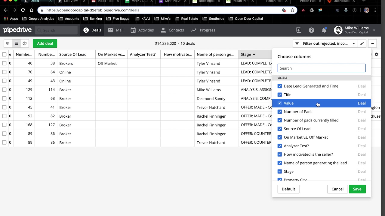 pipedrive list view update