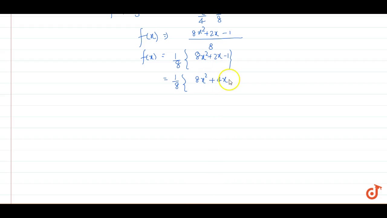 Factorize `x^2+x/4-1/8`