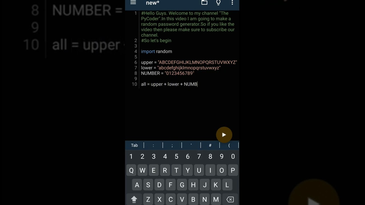 Random Password Generator using Python | Pydroid3 | The PyCoder