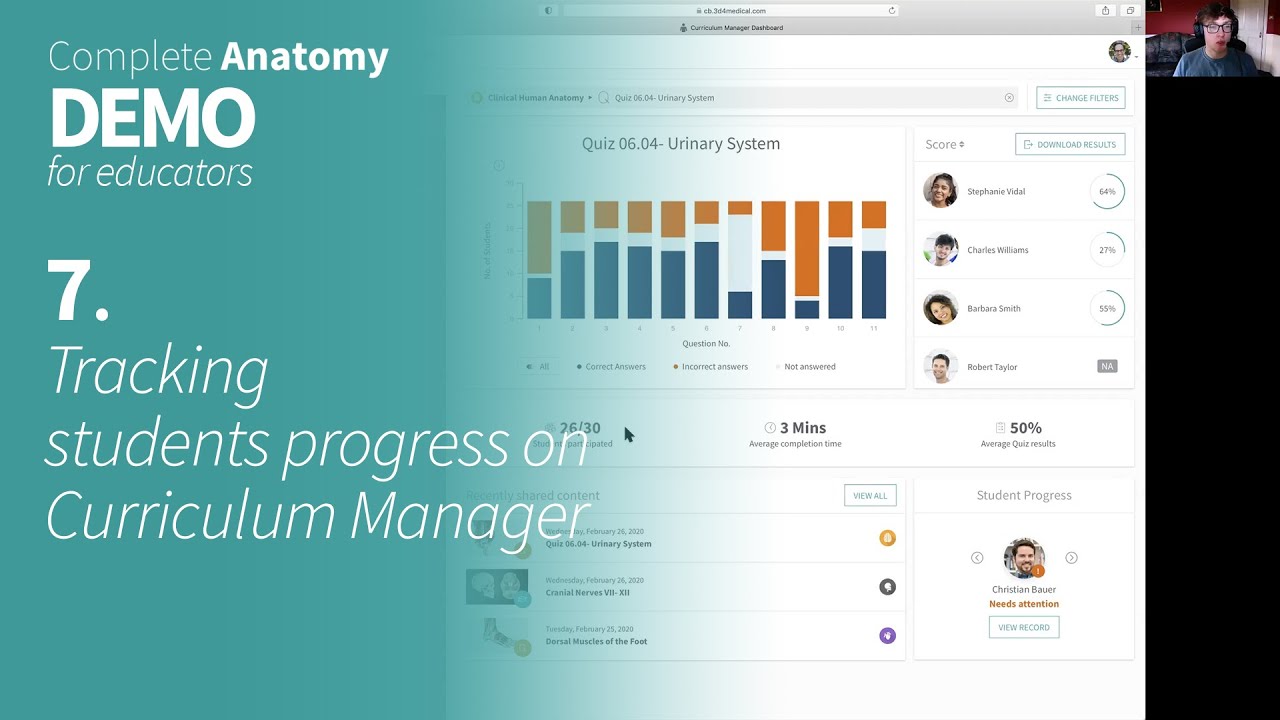 Tracking Students Progress on Curriculum Manager (Complete Anatomy - Demo for Educators)