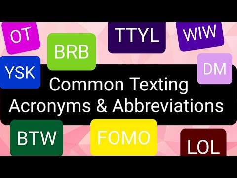 Common Texting Abbreviations and Acronyms- LOL, BRB, WIW, WFH, TY, RIP
