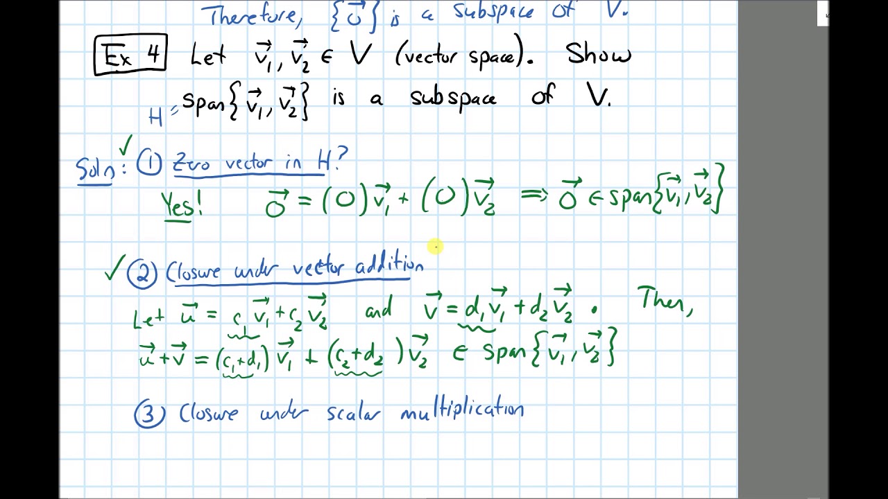 4.1 Vector Spaces--Subspaces (Video 3)