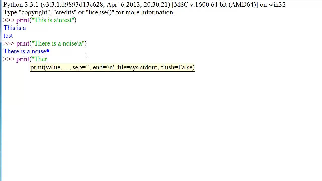 Python 3 Tutorial 5: Printing Special Characters