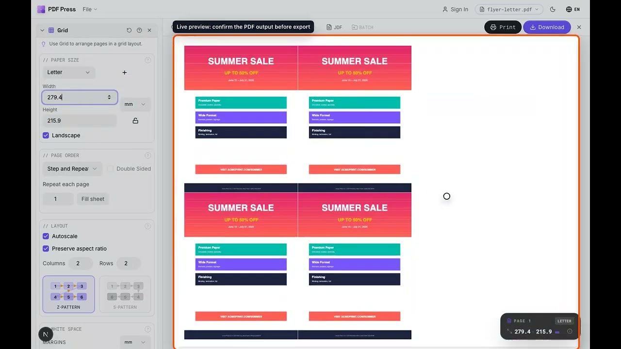 How to Use Grid in PDF Press (grid PDF imposition)