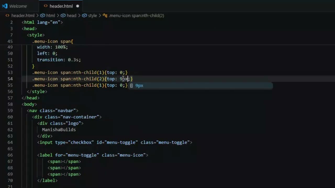 Responsive Navbar Header HTML CSS #webdevelopment