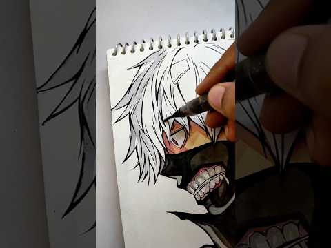 Day 3 of Animetober❤️ Drawing Ken Kaneki 🔥#animeartist #tokyoghoul #art #shorts