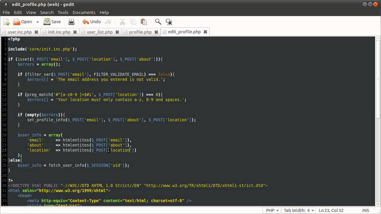 PHP Tutorial: User Profiles [part 04]
