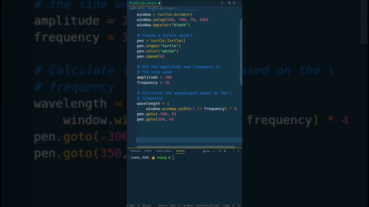 Creating a Mesmerizing Sine Wave Animation with Turtle in Python #coding #python #programming
