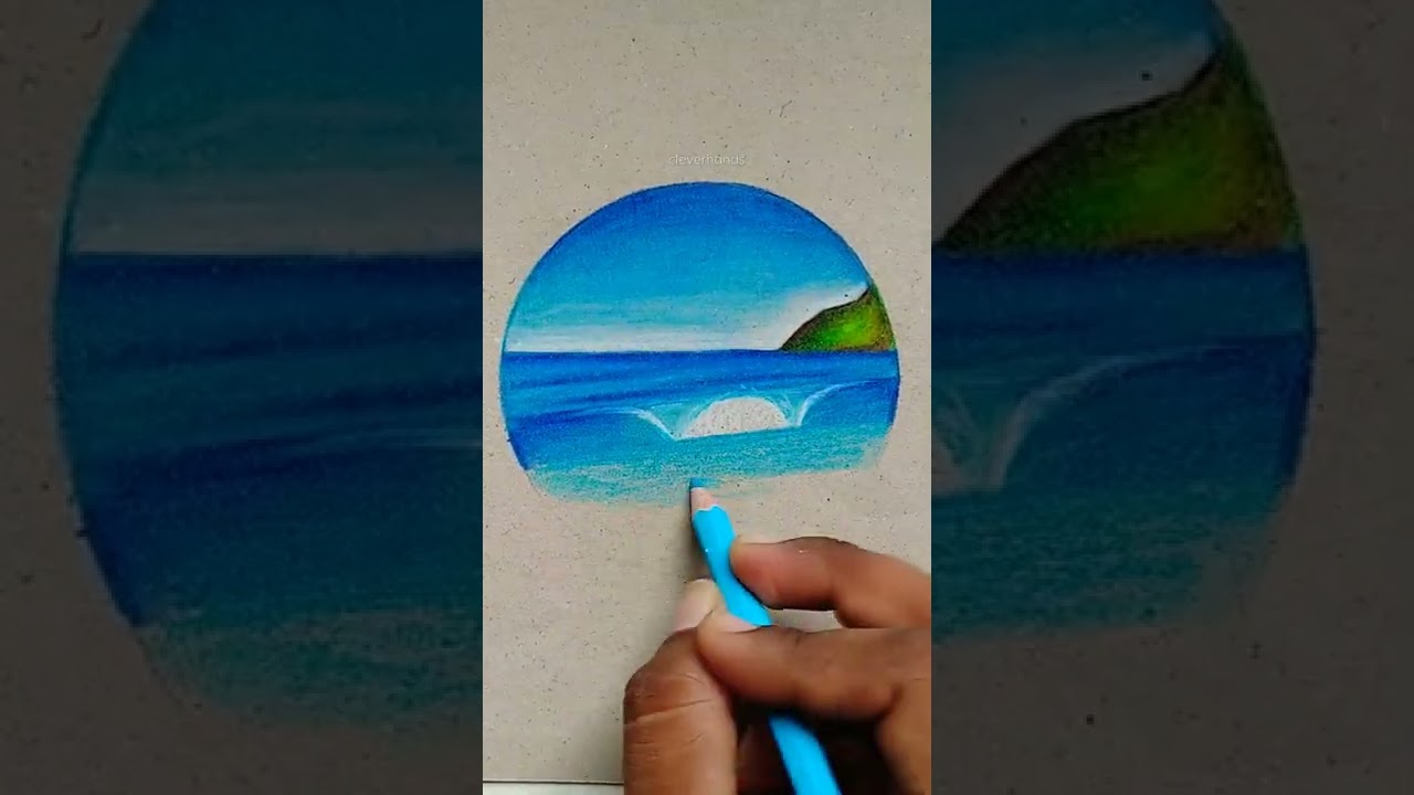 How to draw beach scenery with colour pencils #shorts#art#drawing#ytshorts#artist#viralshorts