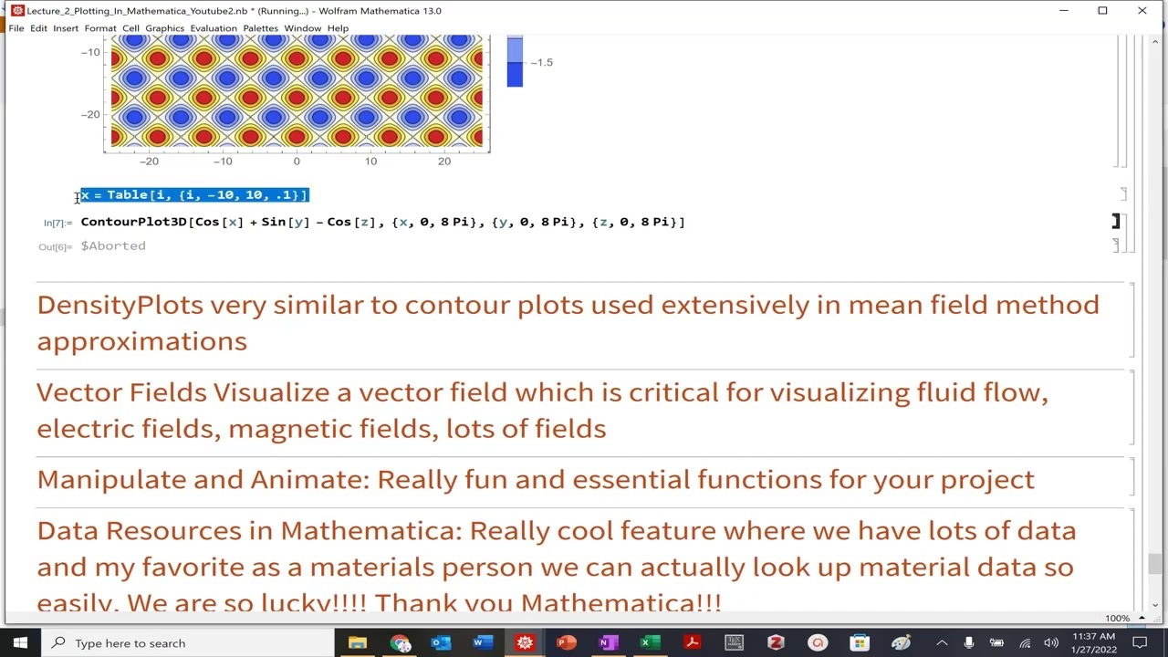 Mathematica Contour Plots, Density Plots, and Vector Fields in Mathematica