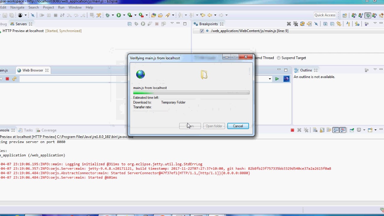 Debugging JS Web App through Eclipse