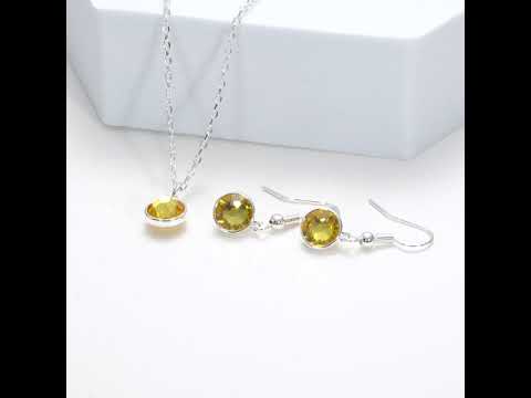 November (Topaz) Birthstone Necklace & Drop Earrings Set Created with Zircondia® Crystals
