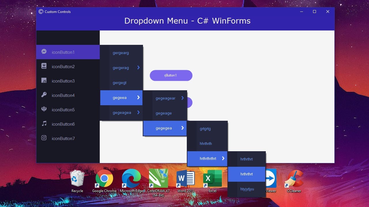 Dropdown Menu - Custom ContextMenuStrip (Multilevel) - C# & WinForms