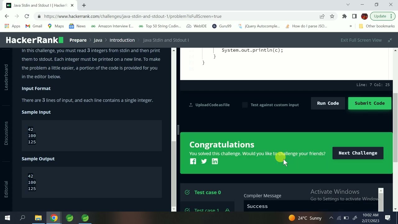 Hackerrank Java Programs solving part - 1