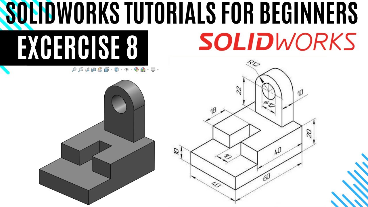 SolidWorks Learning exercise 8 for beginners| SolidWorks Tutorials | Basic sketching commands
