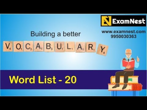 Vocabulary - 20 | Word List | Entrance Exams | Improve Verbal | CAT | IPMAT