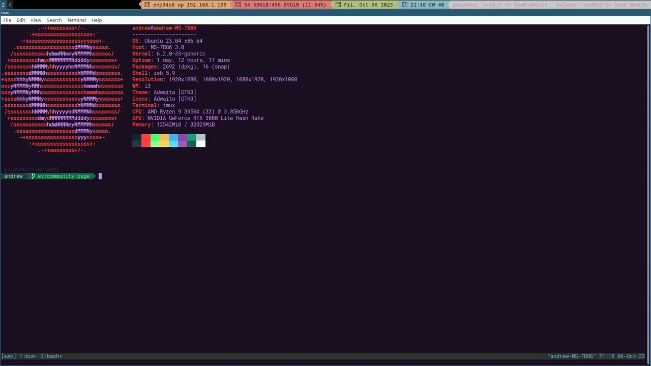 Tmux fzf sessionizer example