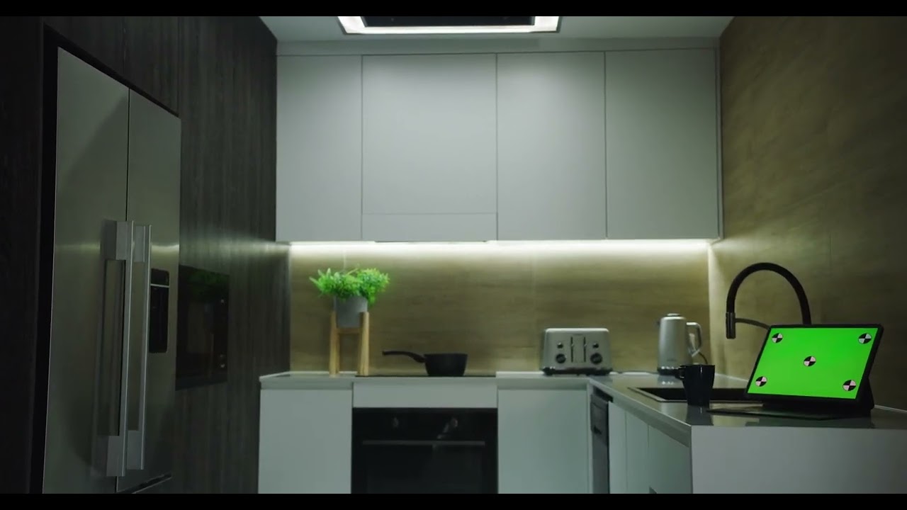 4K Green Screen | Tablet | Kitchen | Cabinets | Laptop | Free Stock Video Footage [ No Copyright ]