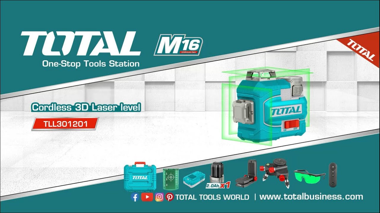 TOTAL 16V Cordless 3D laser level TLL301201
