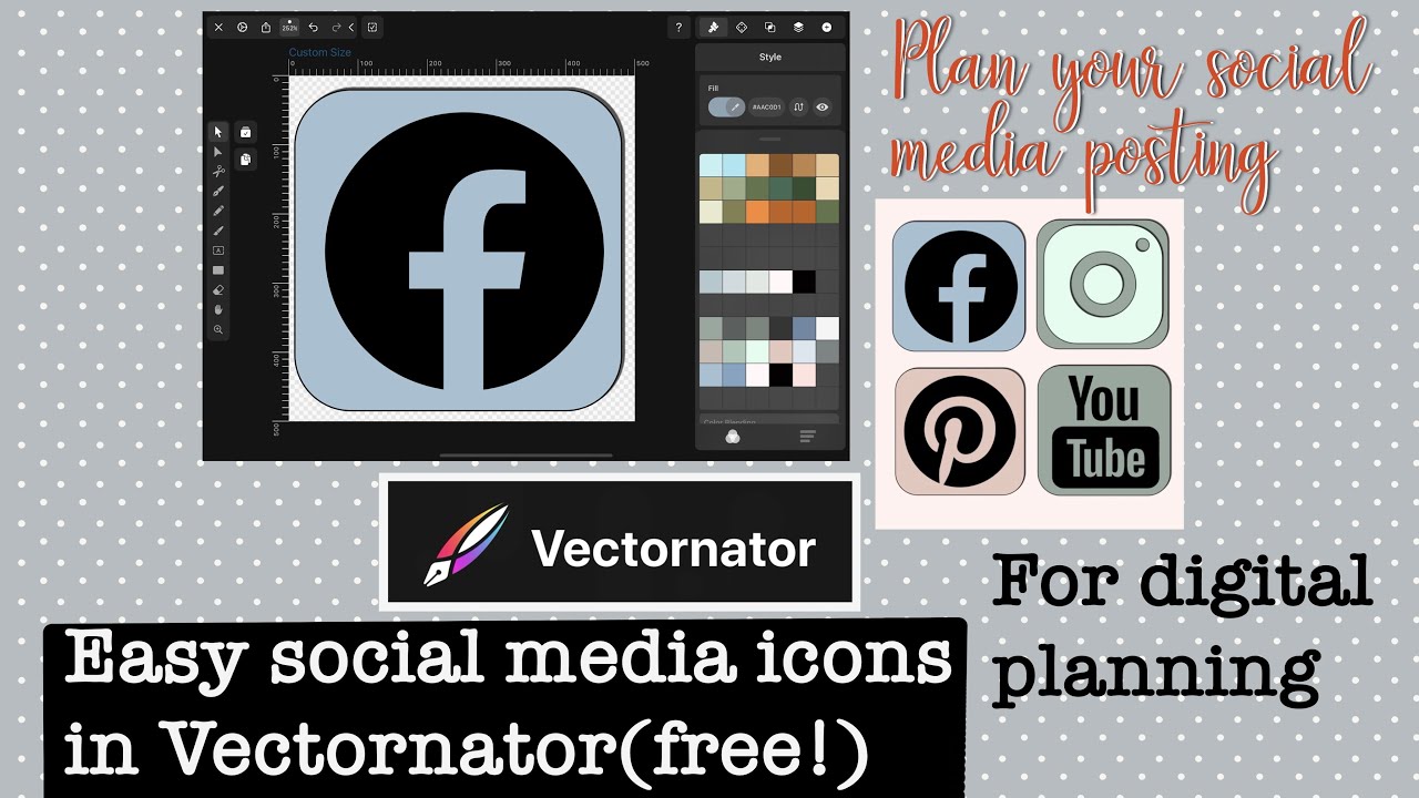 Easy social media icons with Vectornator(free) use for digital planners