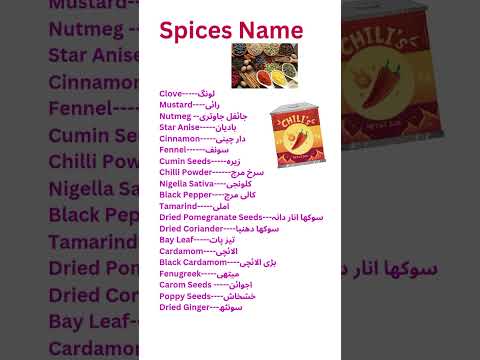 Vocabulary of 20commercial Spices of Daily Use in English & Urdu| گرم مصالحہ جات| Masala Jaat K Nam