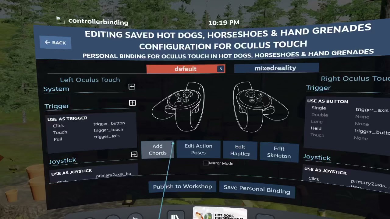 Controller settings in SteamVR