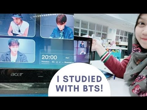 how to study with BTS, study virtual space, ( 20 minutes study timer, time lapse) with tutorial
