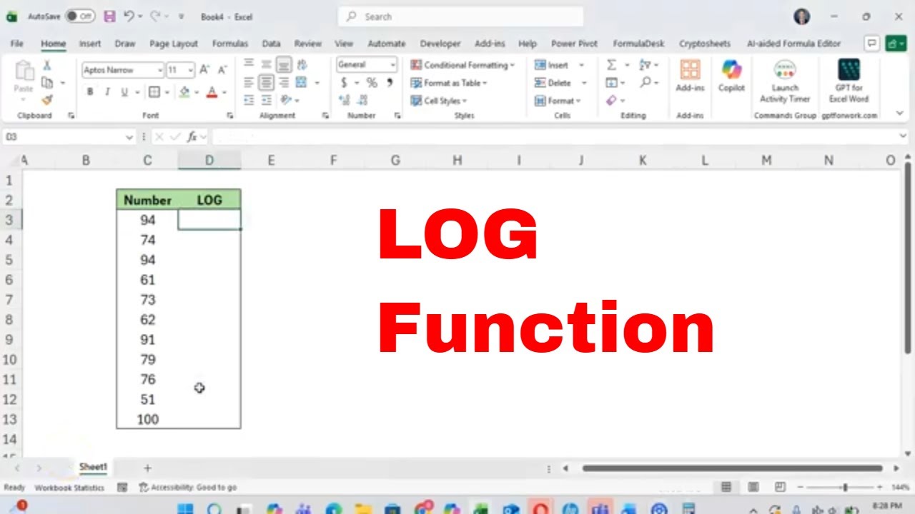 LOG Function in Excel — What It Does & How to Use It! #excel #howto #math #tutorial
