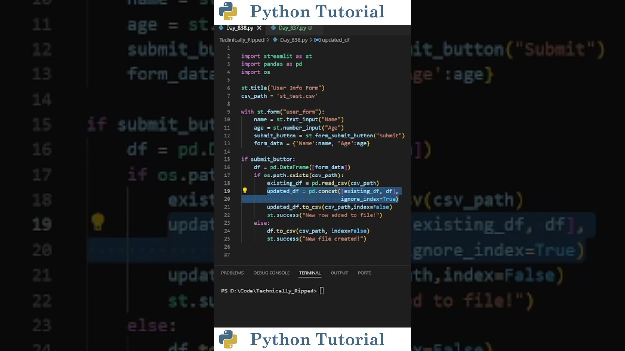 Save Streamlit Form Data Without Overwriting Existing CSV | Python Tutorial