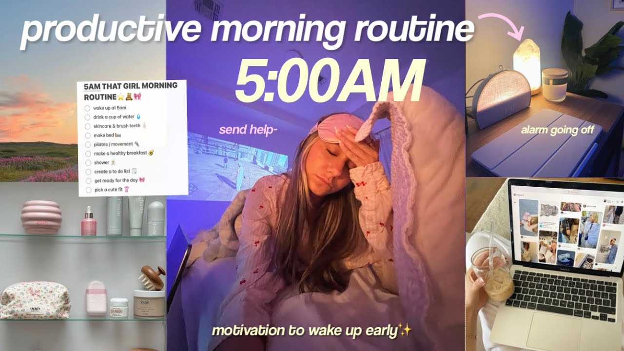 5AM productive morning routine before the day☁️ motivating + realistic