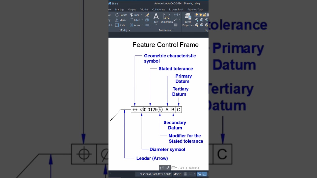 GD&T Symbol: Feature Control Frame #tolerance #autocad #cad
