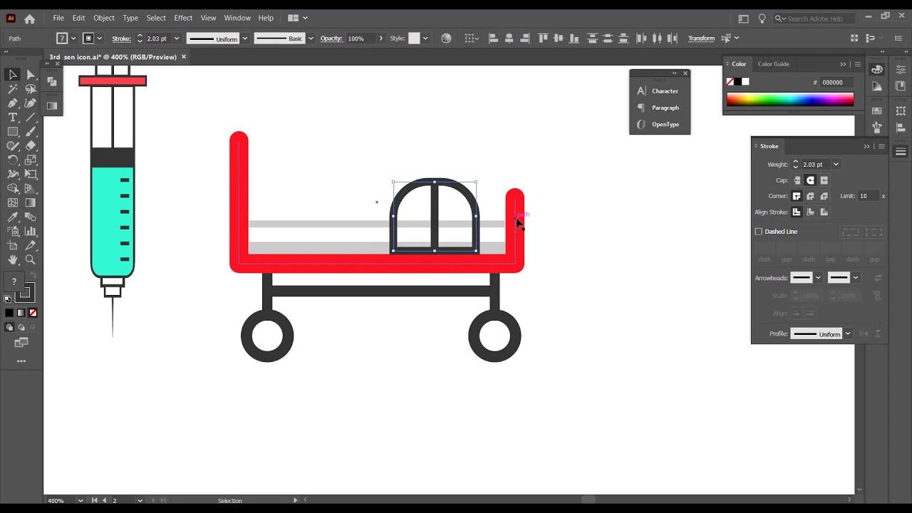 Hospital Flat Icon In Illustrator | Simple Icon Set | Adobe Illustrator |