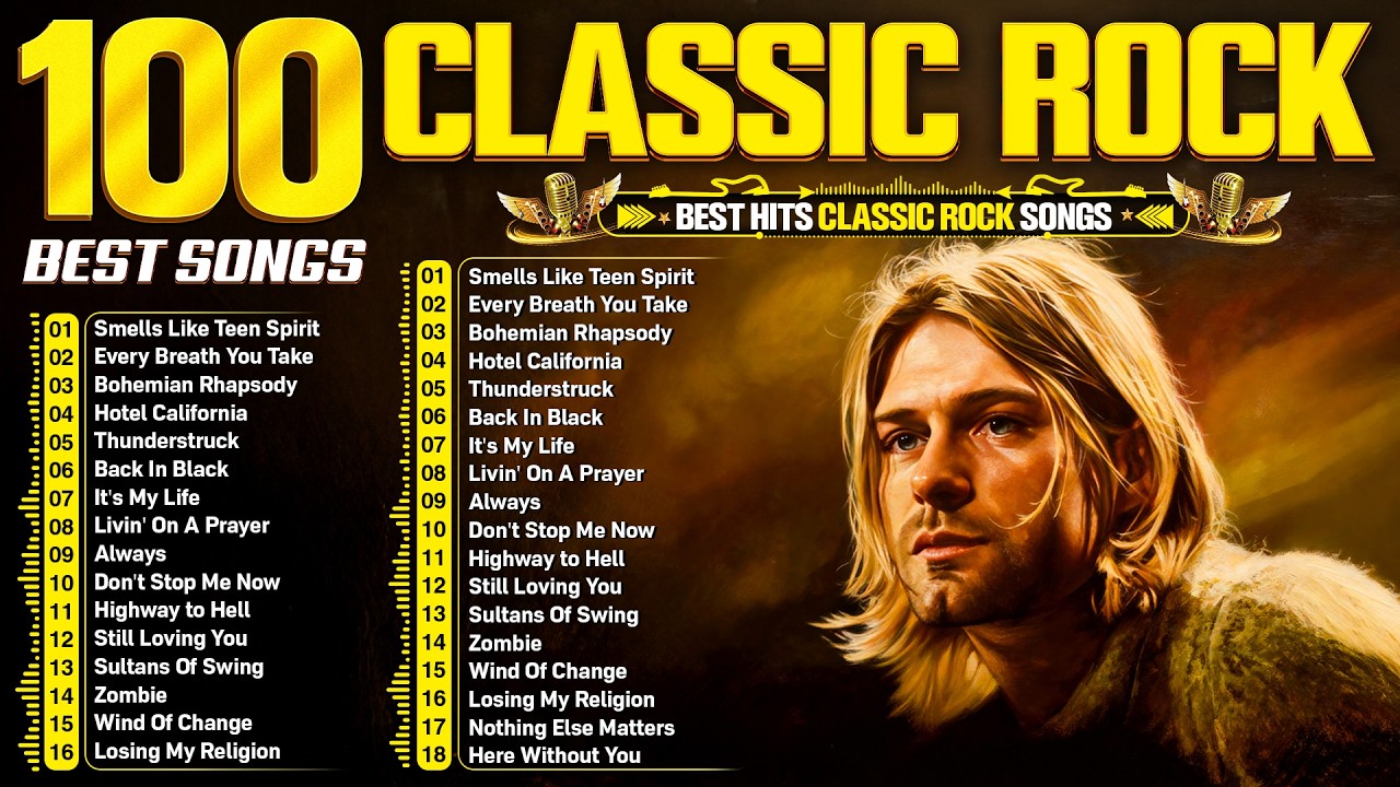 Nirvana, Led Zeppelin, Bon Jovi, Aerosmith, U2, ACDC - Classic Rock Songs 70s 80s 90s Full Album