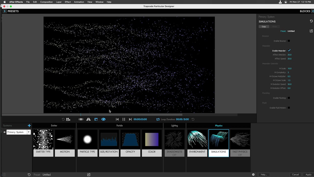 Trapcode Particular New Feature: Meander Me