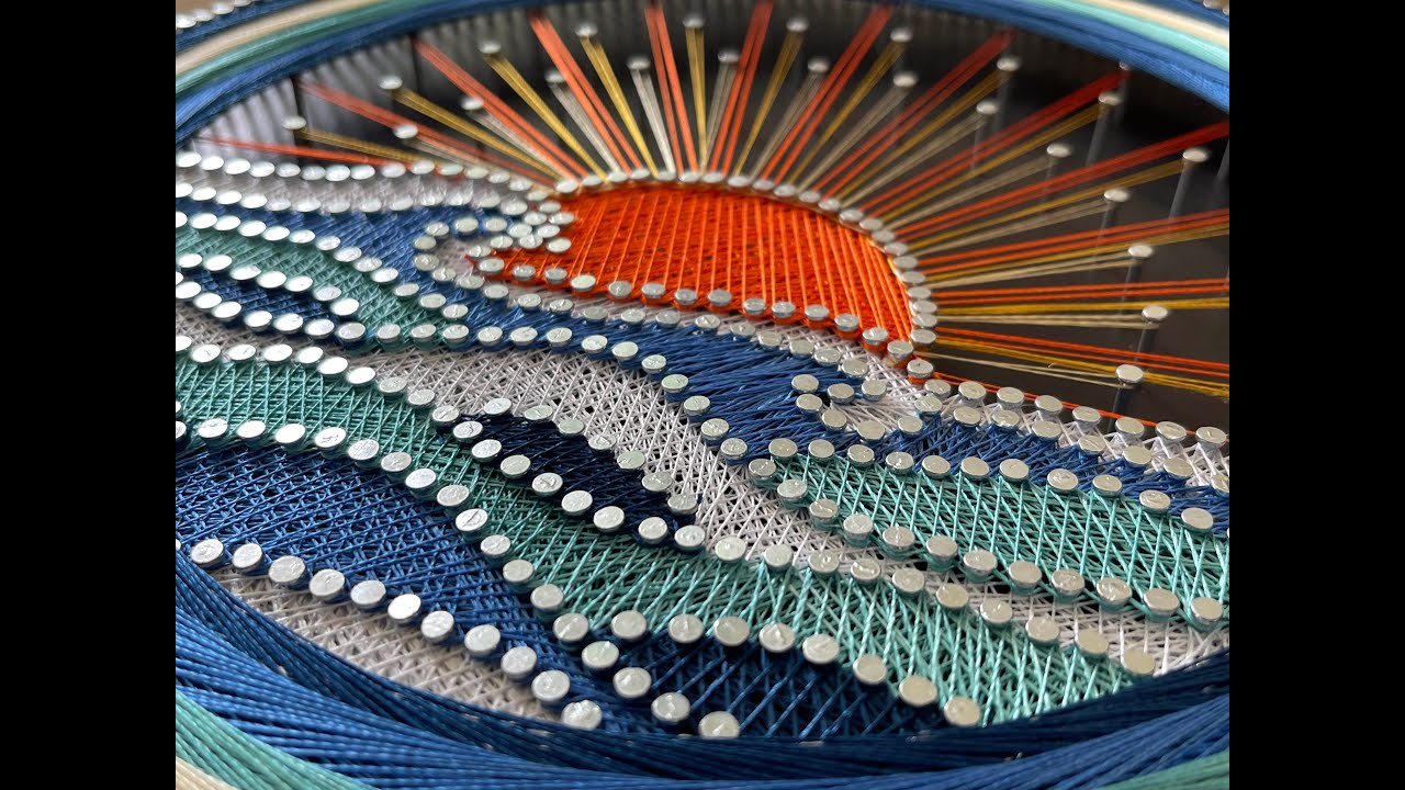 SUN waves string art complete video | String art Nailing and thread work