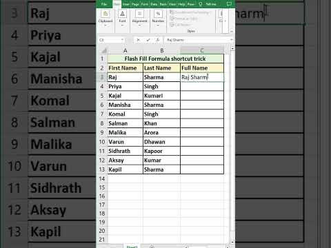 Flash fill shortcut key|how to used flash fill|Advanced Excel tricks |like pro tips|#excel#exceltips