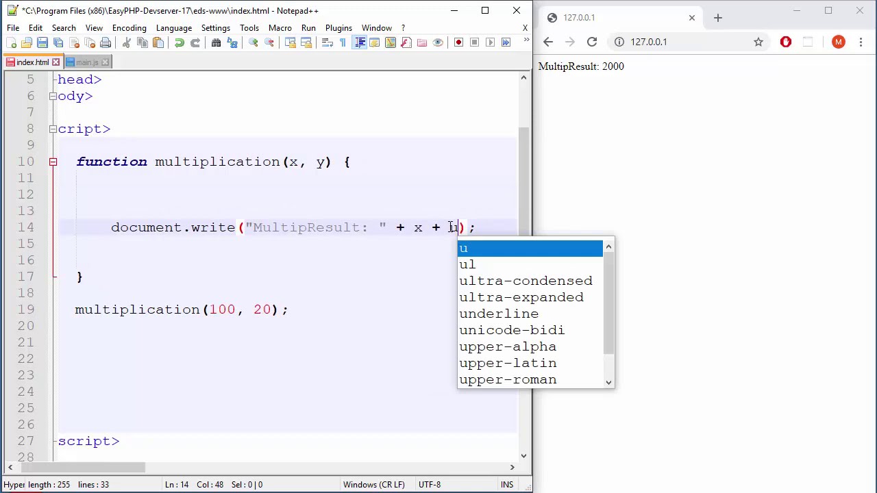 JavaScript Tutorial - 12 - Multiple Parameters