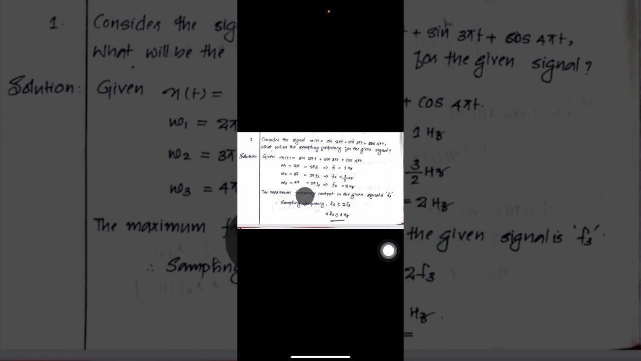 Sampling Theorem - Problem - Module 4