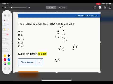 Divisibility 8- The greatest common factor (GCF) of 48 and 72 is