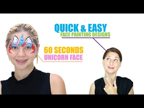 SHORT - Quick and Easy 60 Seconds Unicorn Face Painting Demo - Step by Step